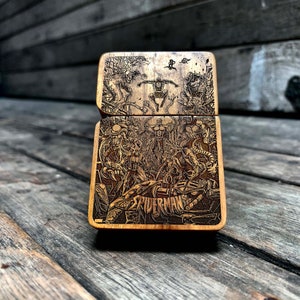 Webbed Guardian Java Teakwood Engraved Lighter - Etsy