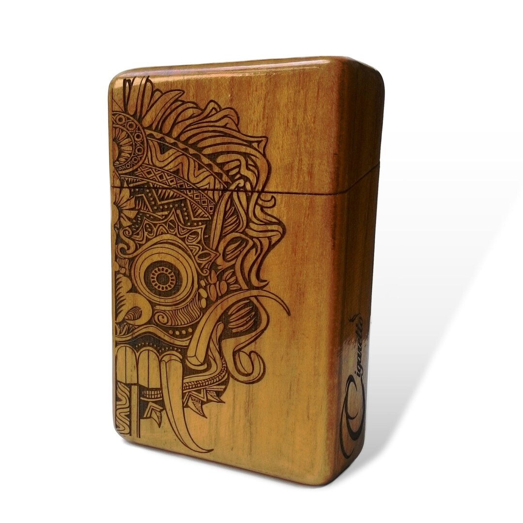 Balinese Mask Java Teak Wooden Cigarette Case, Cigarette Box, Cigarette ...