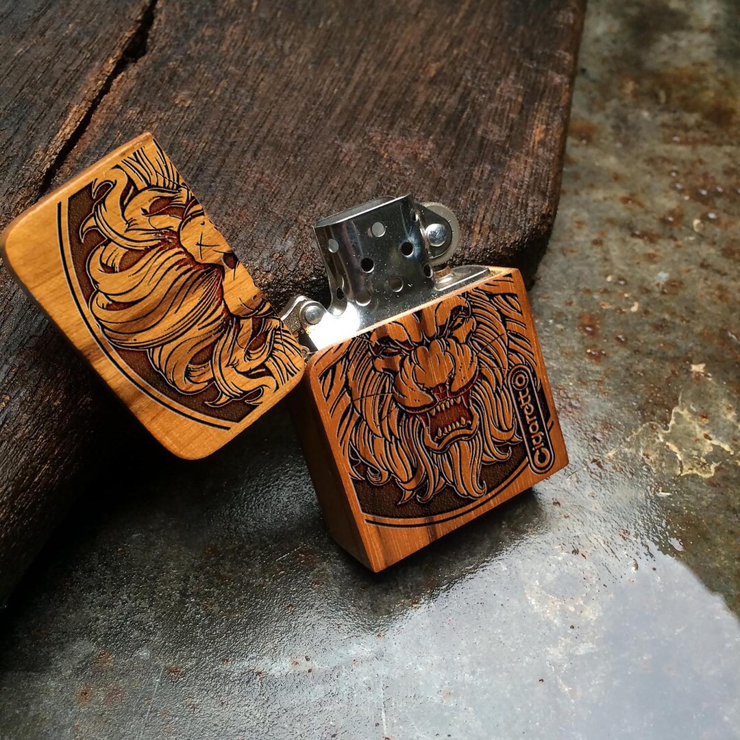 Engraved Lighter Cover With Wood Case Windproof Cigar Lighter - Etsy