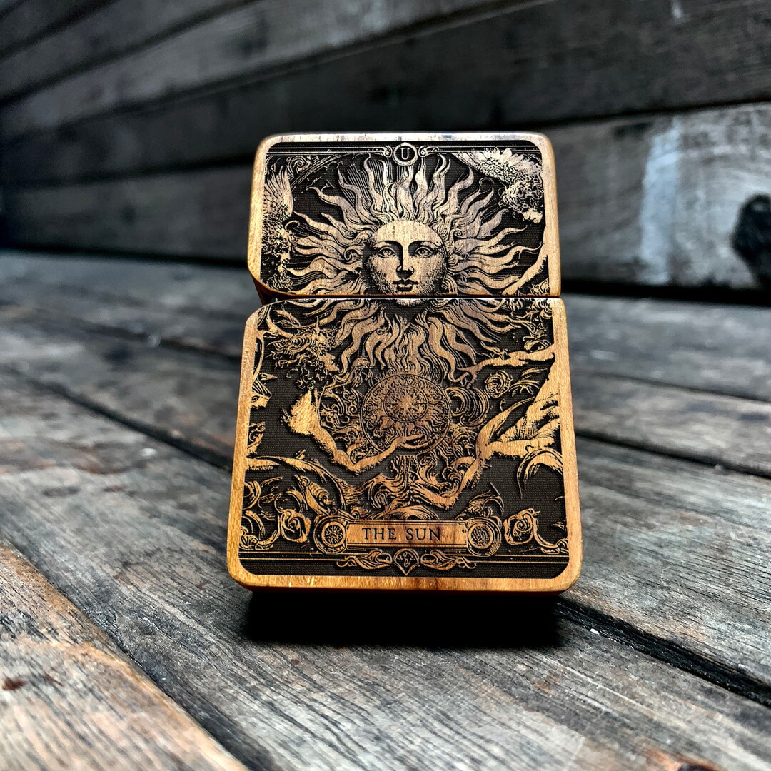 The Sun Java Teak Wood Engraved Lighter | Handmade Smoking Lighter Gift ...