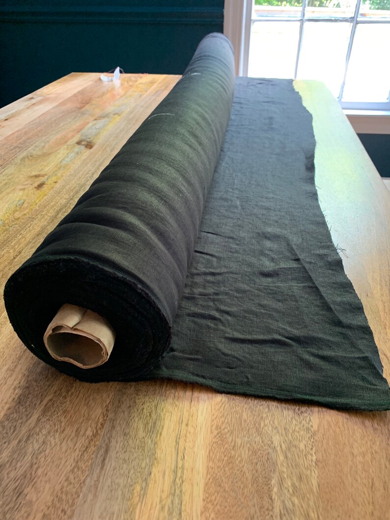 100% Linen Pure Medium Weight Black Linen Flax Fabric by the | Etsy