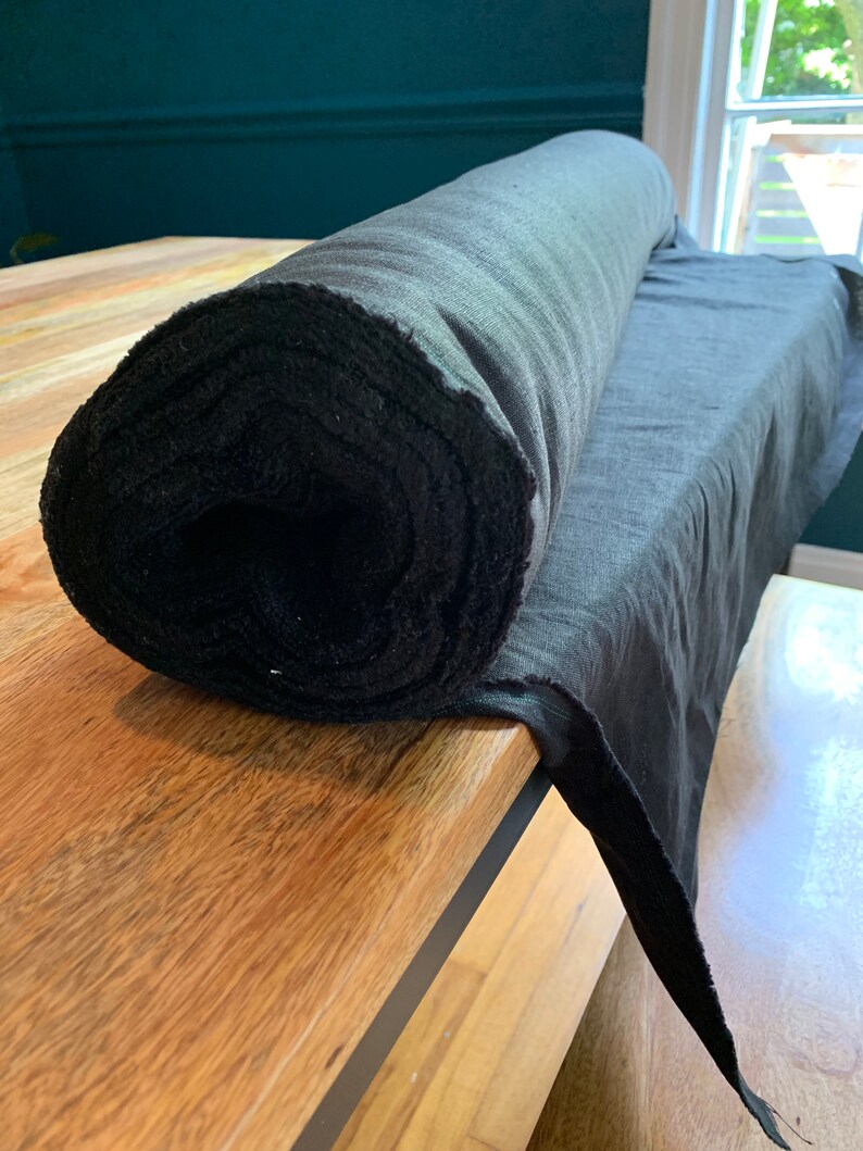 100% Linen Pure Medium Weight Black Linen Flax Fabric by the | Etsy