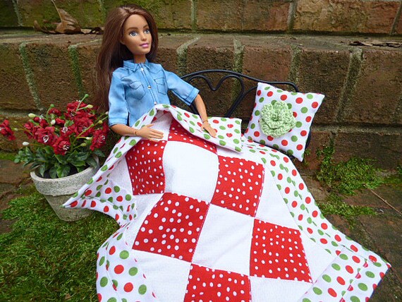 Barbie Doll Red Polka Dot Quilt Fashion Dolls Blanket Throw | Etsy