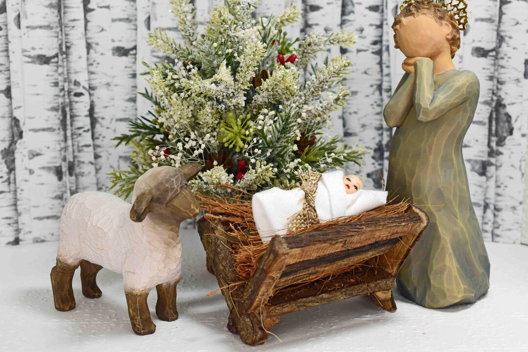 Miniature Christmas, Nativity Manger Crib, Mini Wood Baby Cradle ...
