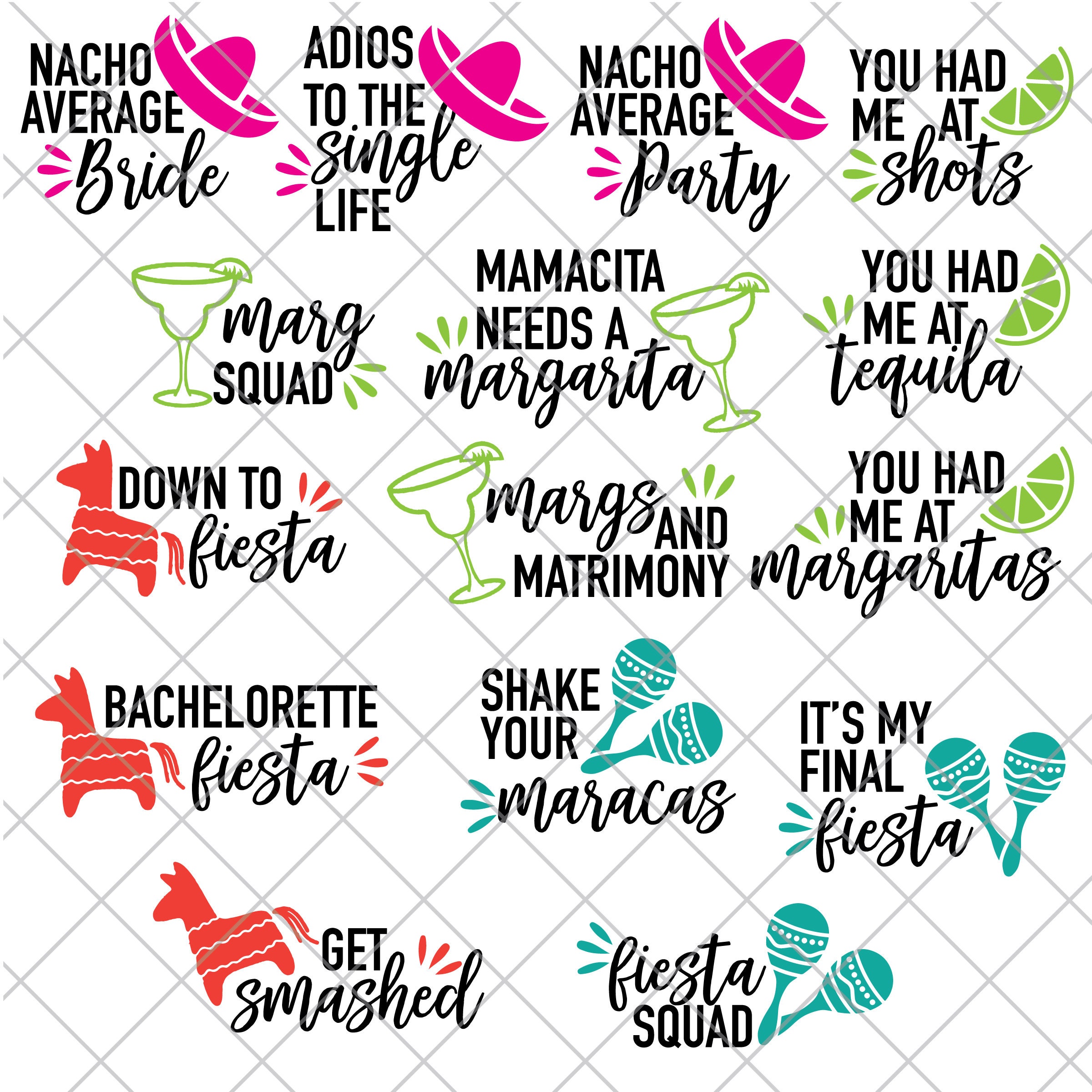 Fiesta Bride Party Bachelorette SVG, Vinyl, DIGITAL FILE, 15 Sayings ...