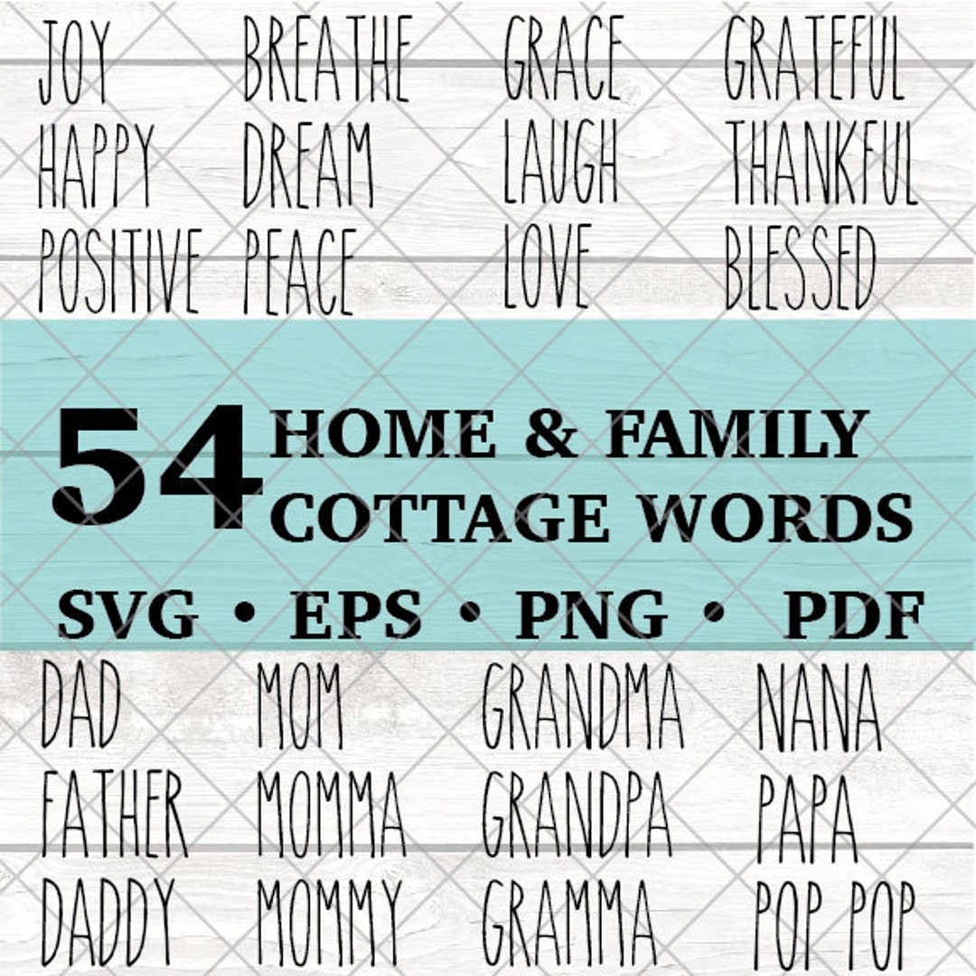 Rae Dunn Inspired Words SVG, Vinyl, DIGITAL FILE, 54 Words, Home and ...