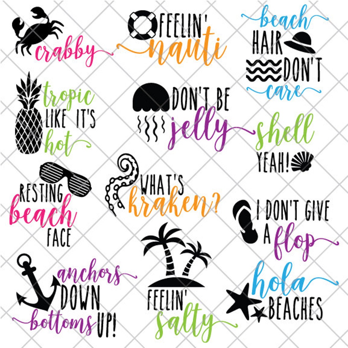 Tropical Beach Sayings SVG Vinyl DIGITAL FILE 12 dictons et | Etsy