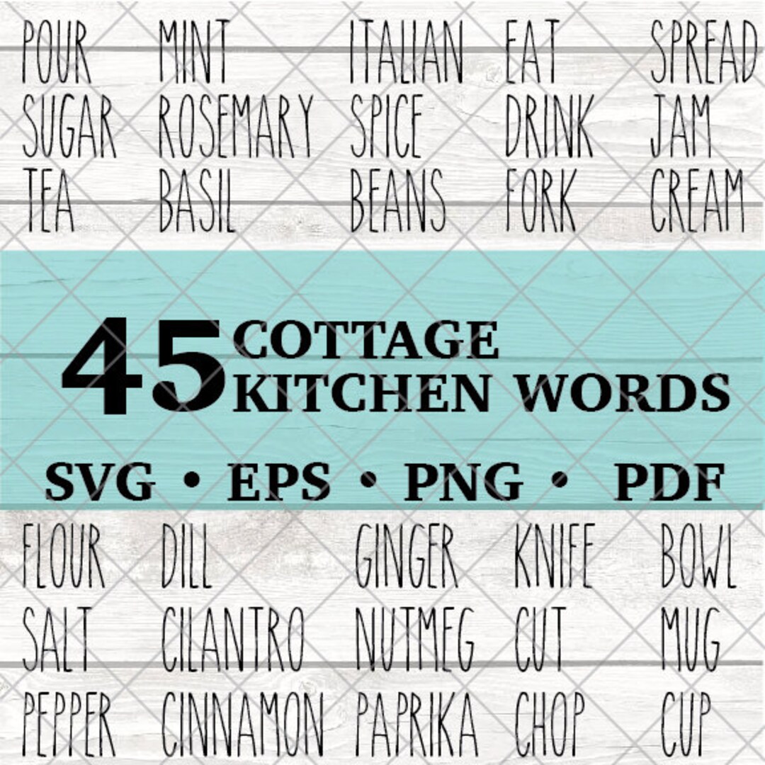 Rae Dunn Inspired Kitchen Words SVG, Vinyl, DIGITAL FILE, 45 Individual ...