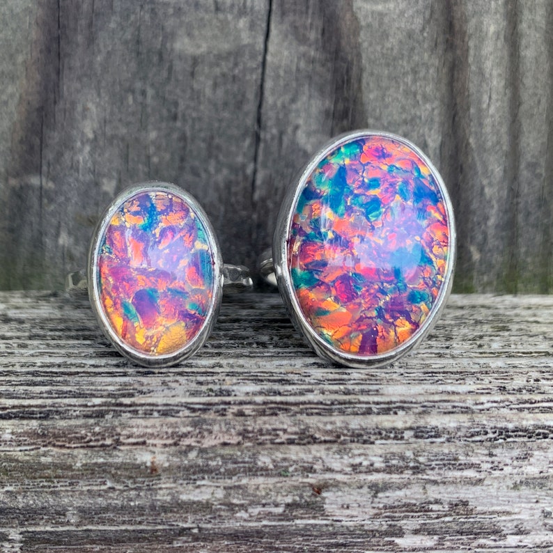 Glass Opal Ring - Fire Opal Ring - Vintage Glass Fire Opal - Vintage ...