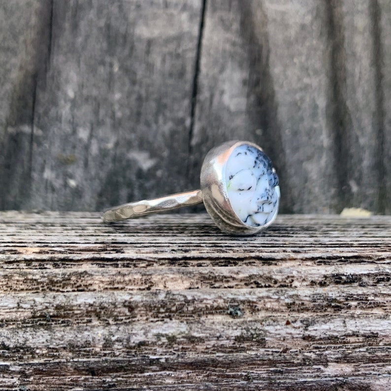 Dendritic Agate Moon Ring - Carved Moon Face Ring - Moon Ring - Red ...