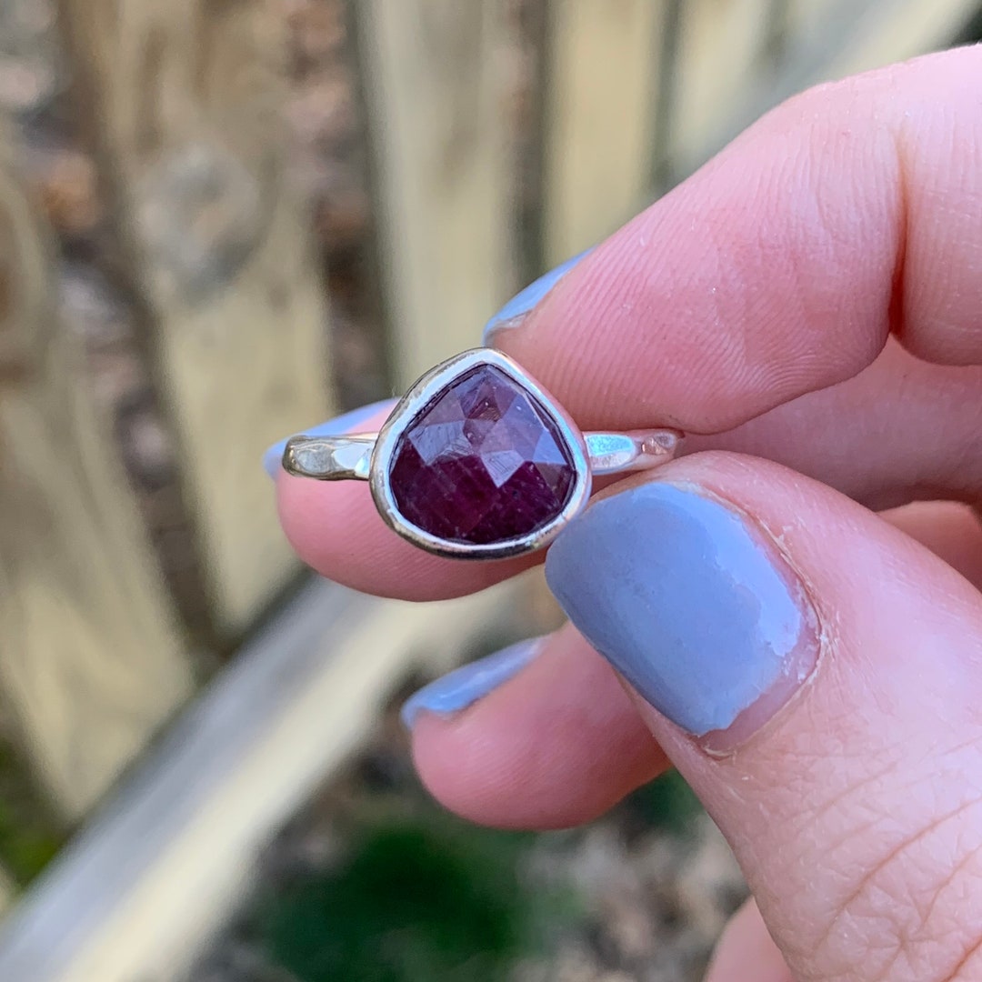 Red Ruby Sterling Silver Stack Ring - Ruby Ring - July Birthstone Ring ...