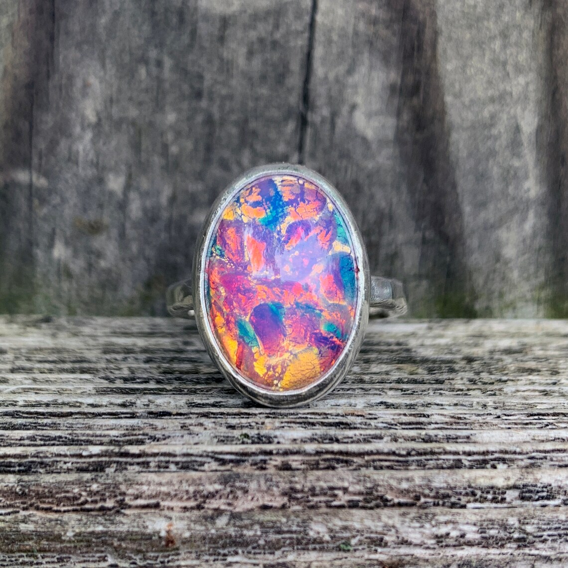 Glass Opal Ring Fire Opal Ring Vintage Glass Fire Opal - Etsy