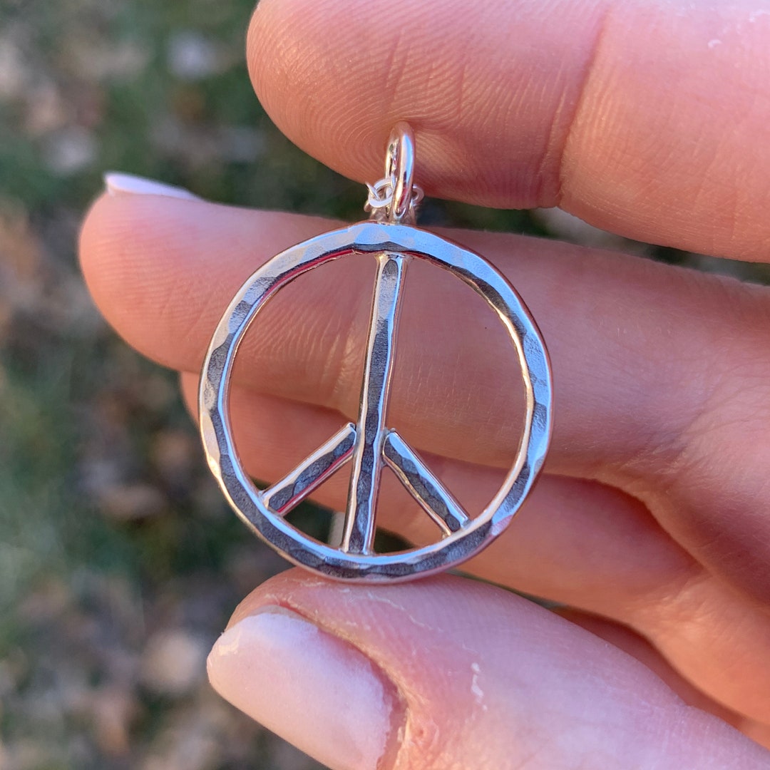 Sterling Silver Peace Sign Necklace - Peace Sign Jewelry - Peace Sign ...