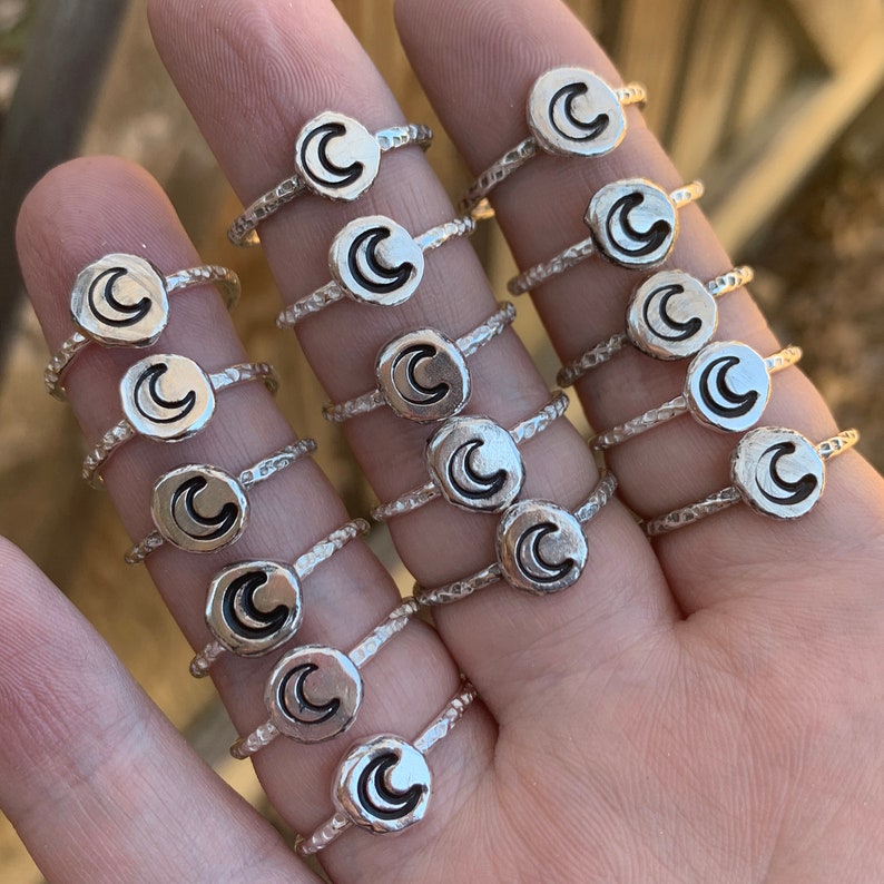 Crescent Moon Stacking Ring - Moon Stack Ring - Sterling Silver Moon ...