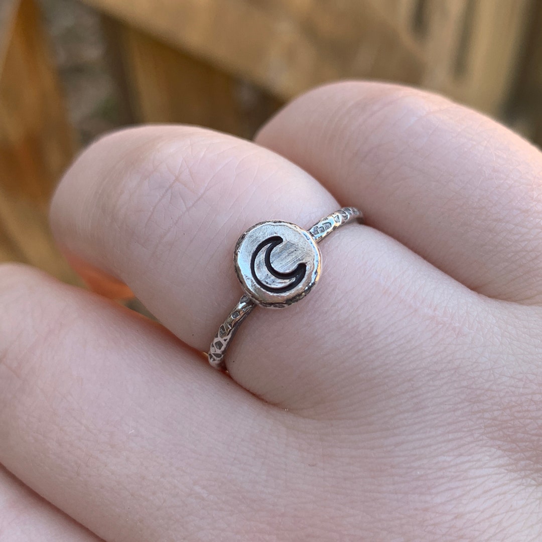 Crescent Moon Stacking Ring - Moon Stack Ring - Sterling Silver Moon ...