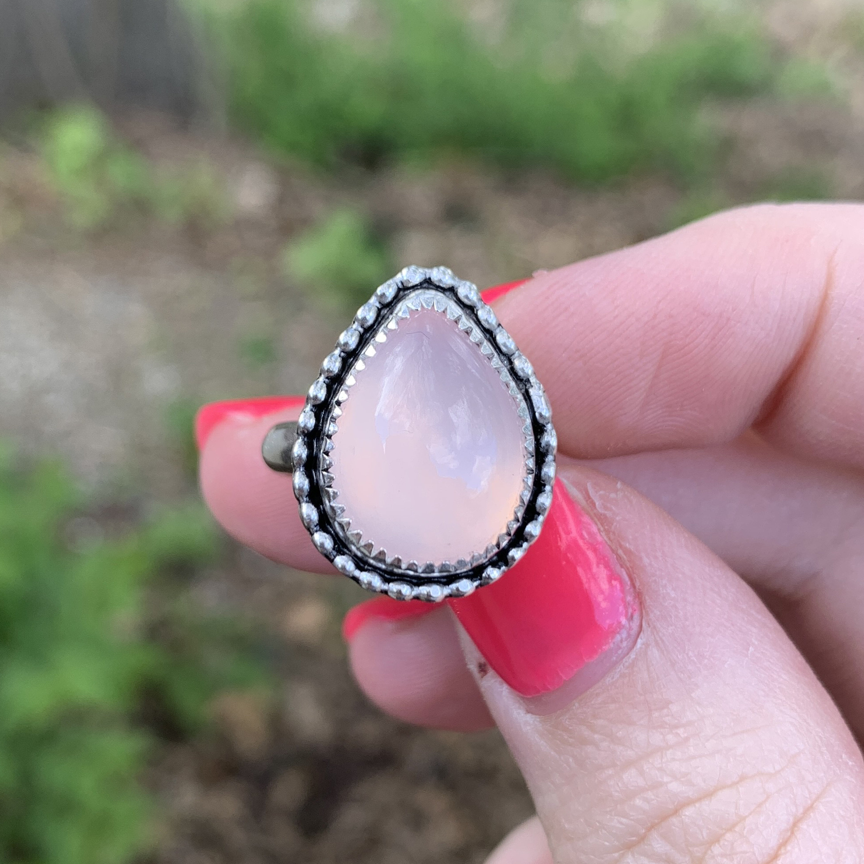 Rose Quartz Ring Light Pink Rose Quartz Ring Sterling | Etsy
