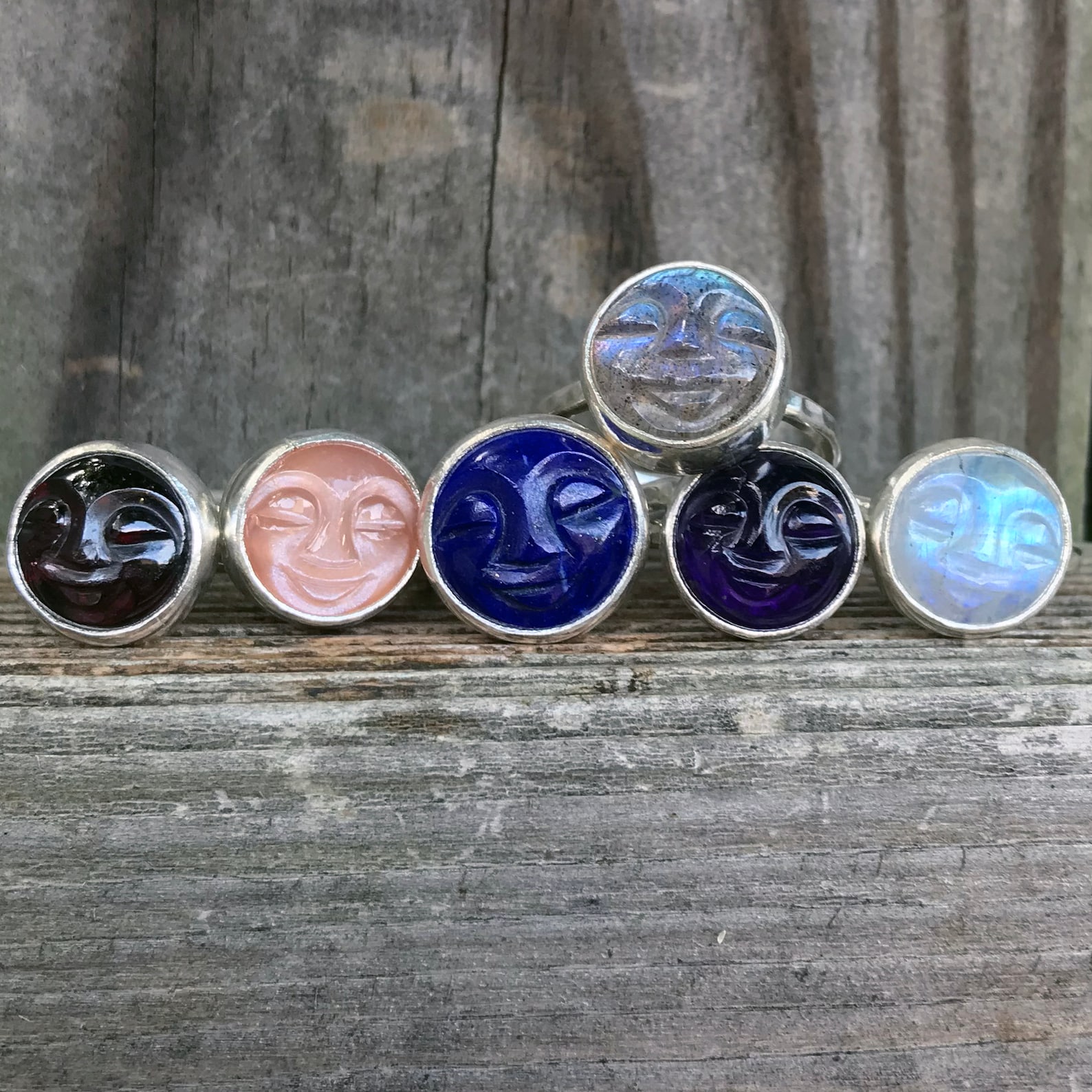 Garnet Moon Ring Carved Moon Face Ring Moon Ring Garnet - Etsy