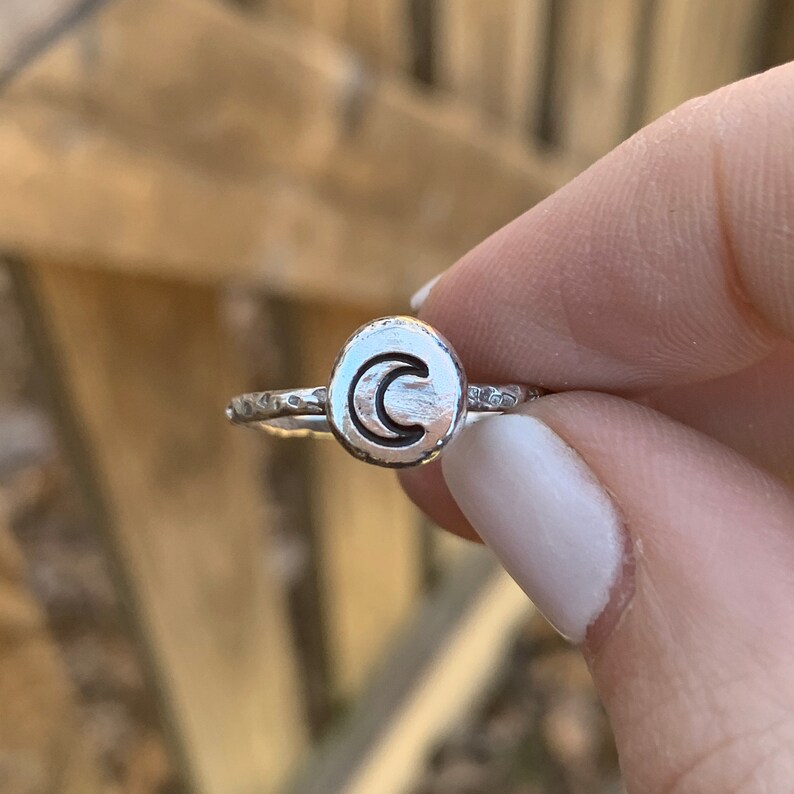 Crescent Moon Stacking Ring - Moon Stack Ring - Sterling Silver Moon ...