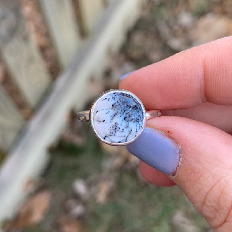 Dendritic Agate Moon Ring - Carved Moon Face Ring - Moon Ring - Red ...