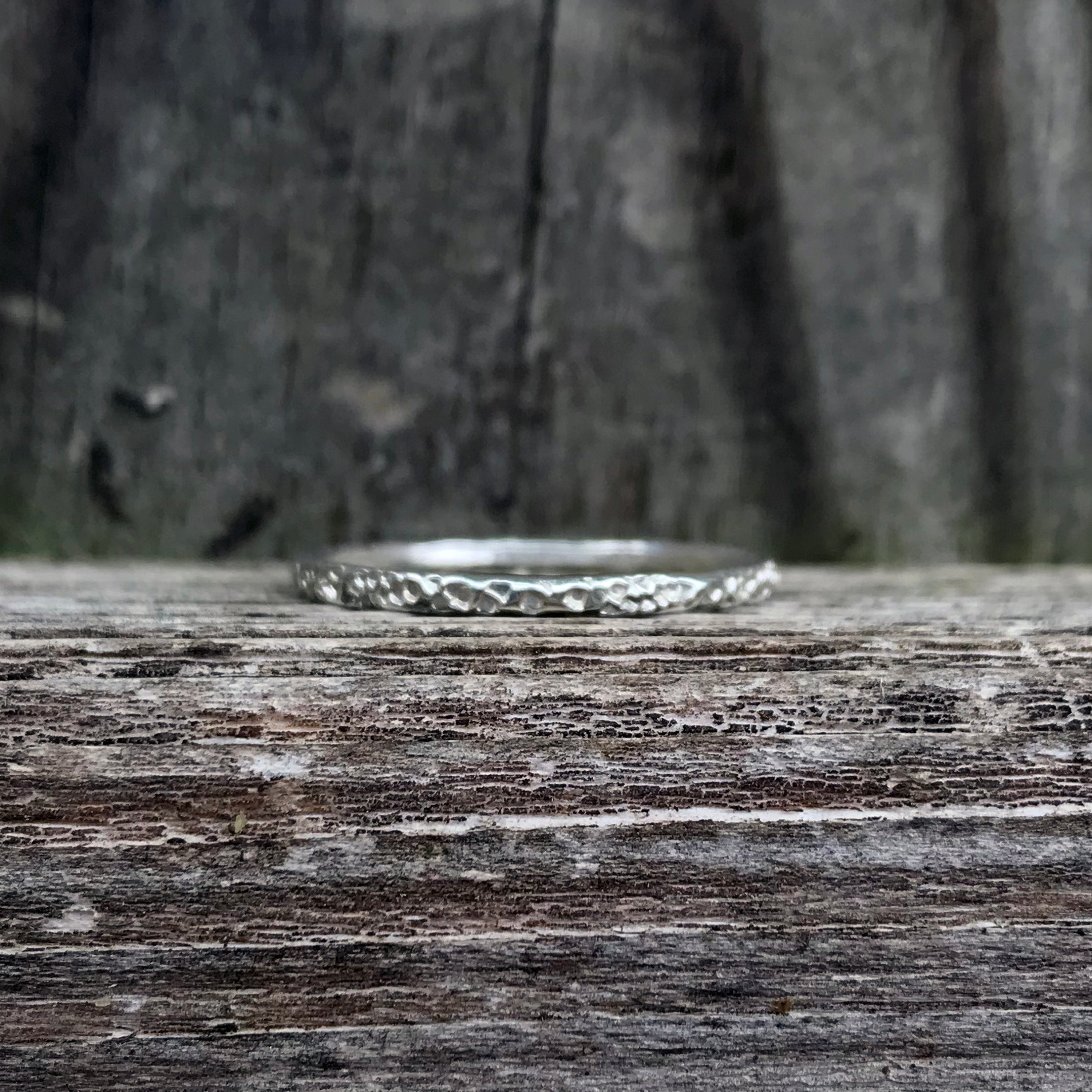 Moon Crater Textured Stack Ring Stacking Ring Beach Pebble | Etsy