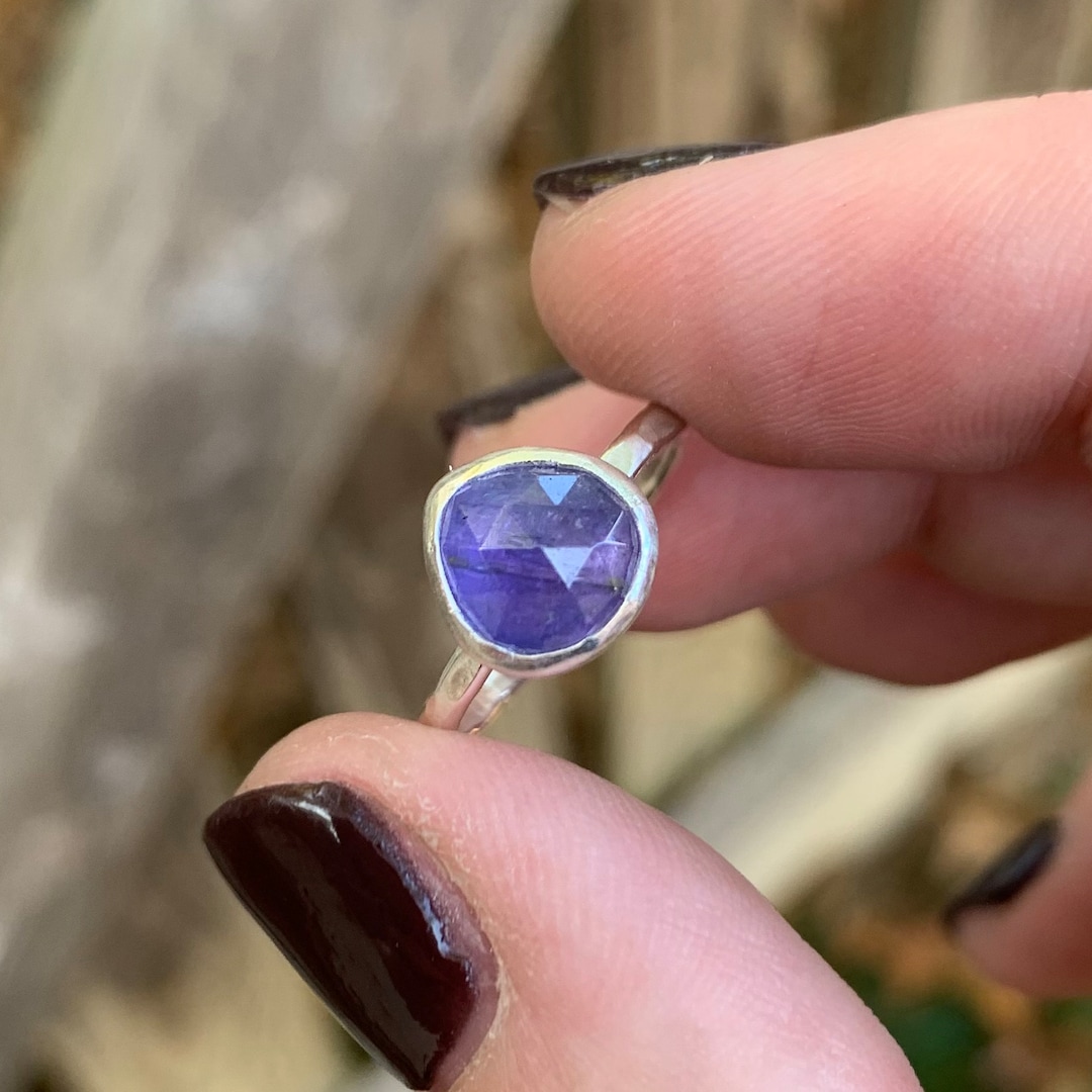 Tanzanite Ring Tanzanite Stacking Ring Purple Ring Sterling Silver Tanzanite Ring Purple ...