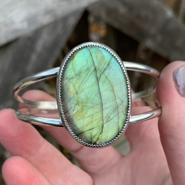Labradorite Cuff Bracelet - Etsy