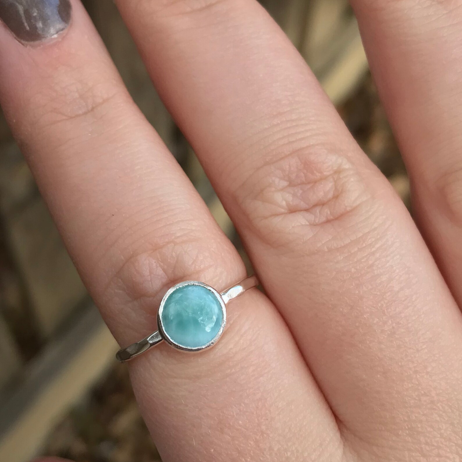 Larimar Ring - Light Blue Ring - Stacking Ring - Sterling Silver ...