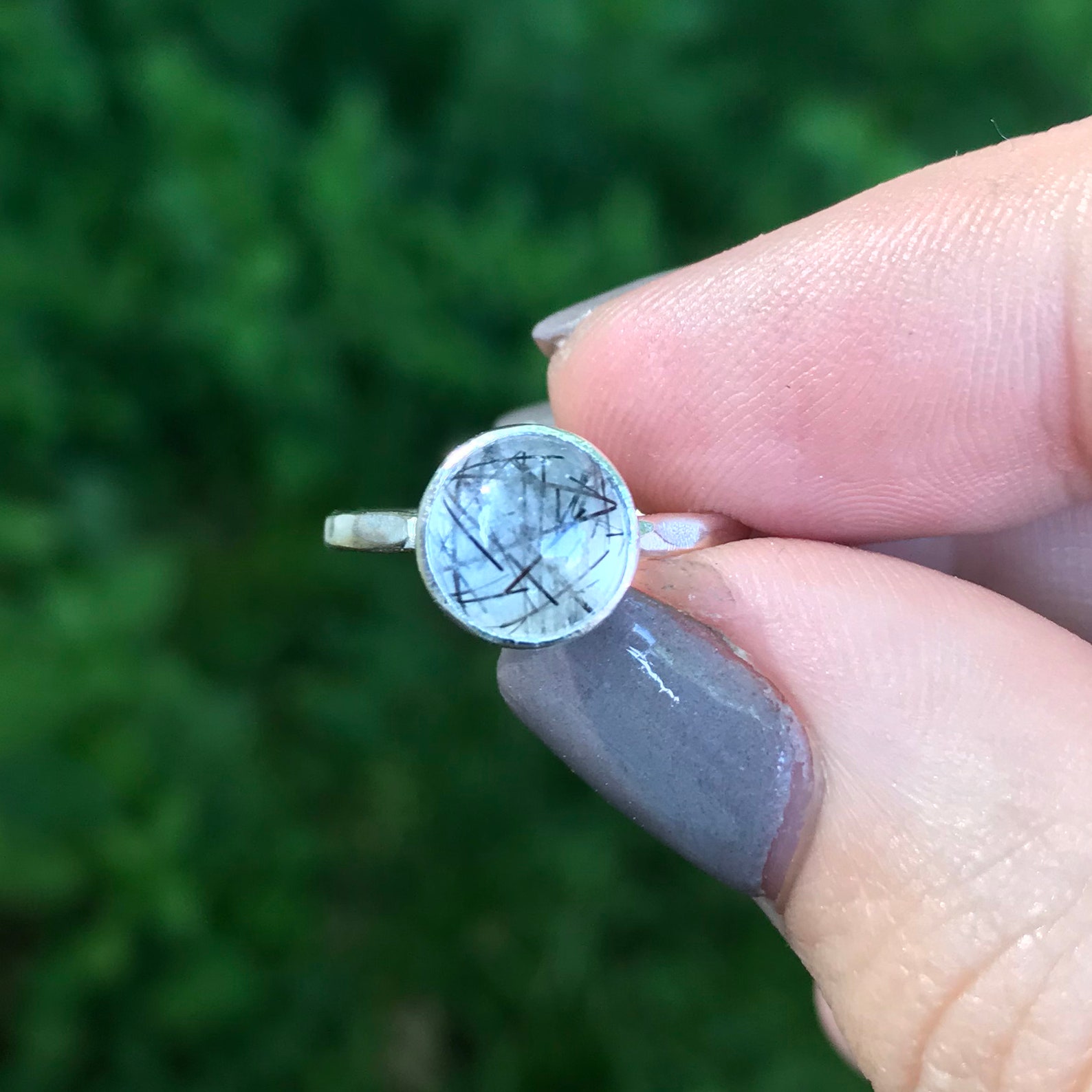 Black Rutile Quartz Ring Black Rutile Stack Ring Sterling - Etsy