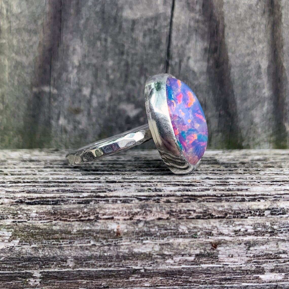 Glass Opal Ring Fire Opal Ring Vintage Glass Fire Opal - Etsy