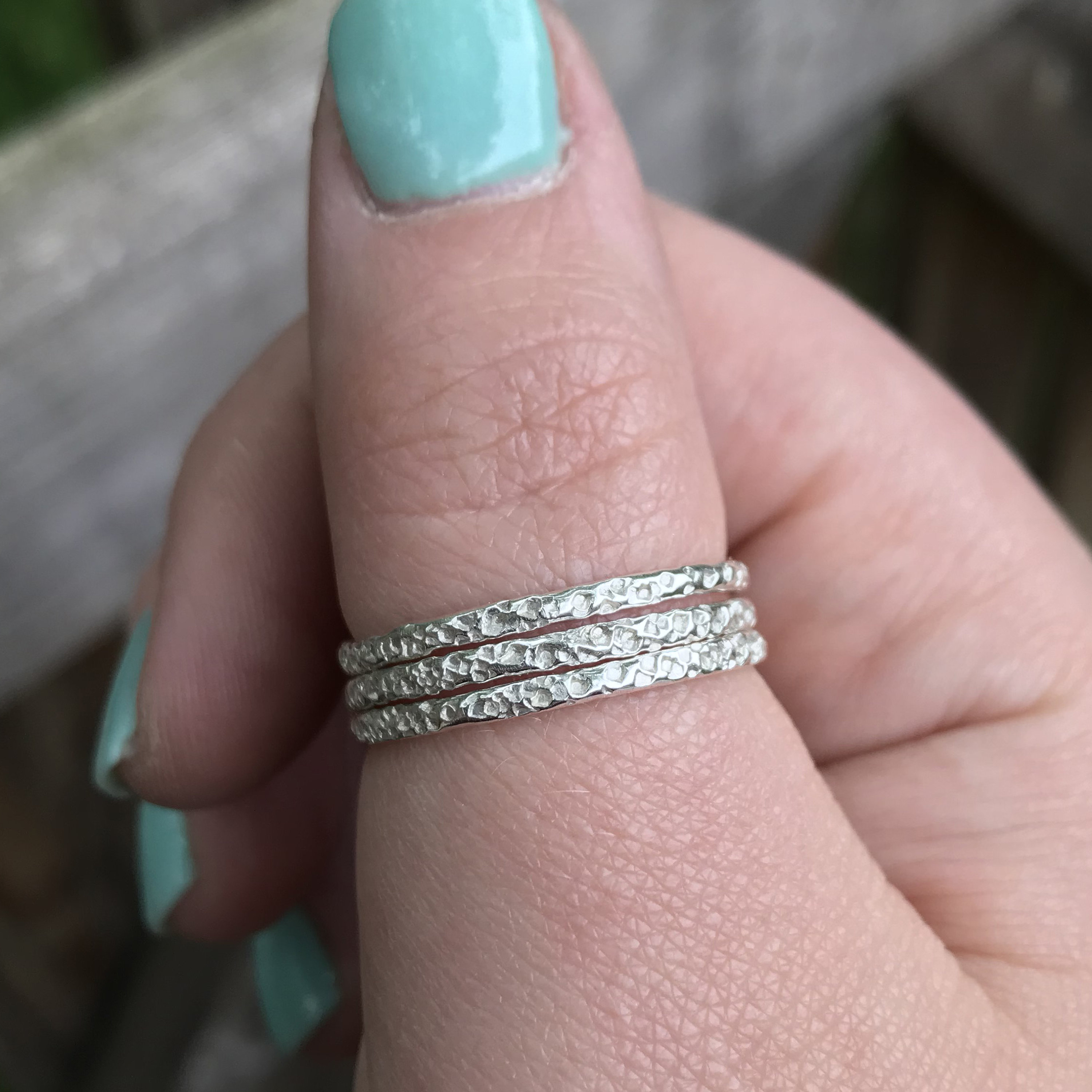 Moon Crater Textured Stack Ring Stacking Ring Beach Pebble | Etsy