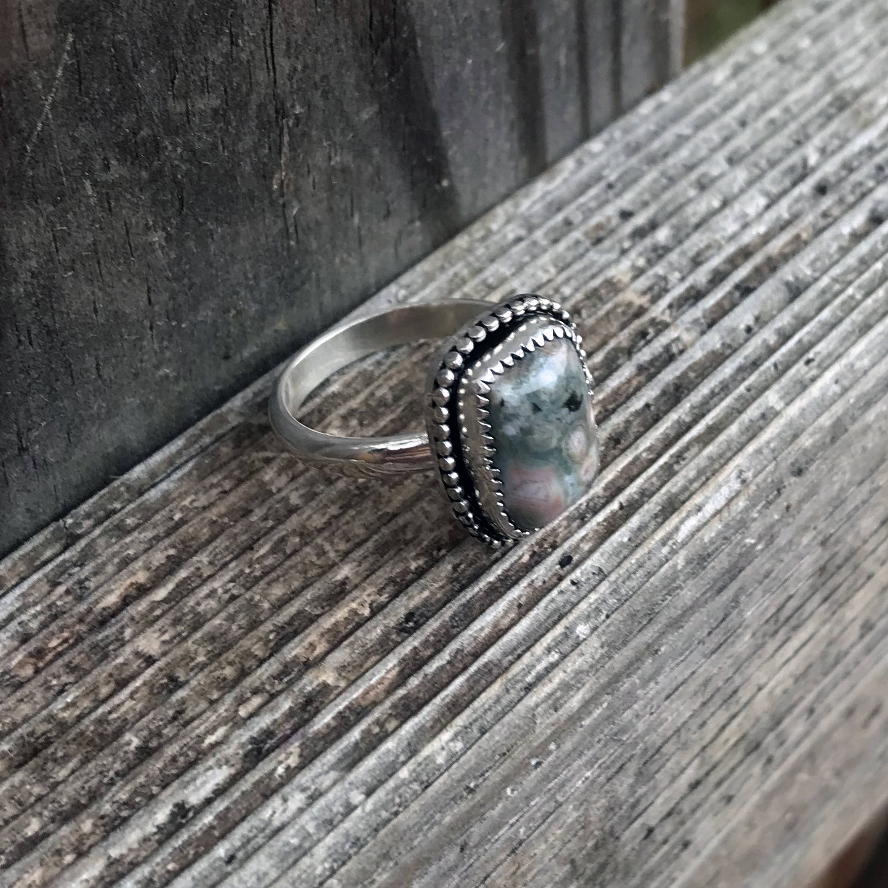 Ocean Jasper Ring - Ocean Jasper Jewelry - Sterling Silver - Rectangle ...