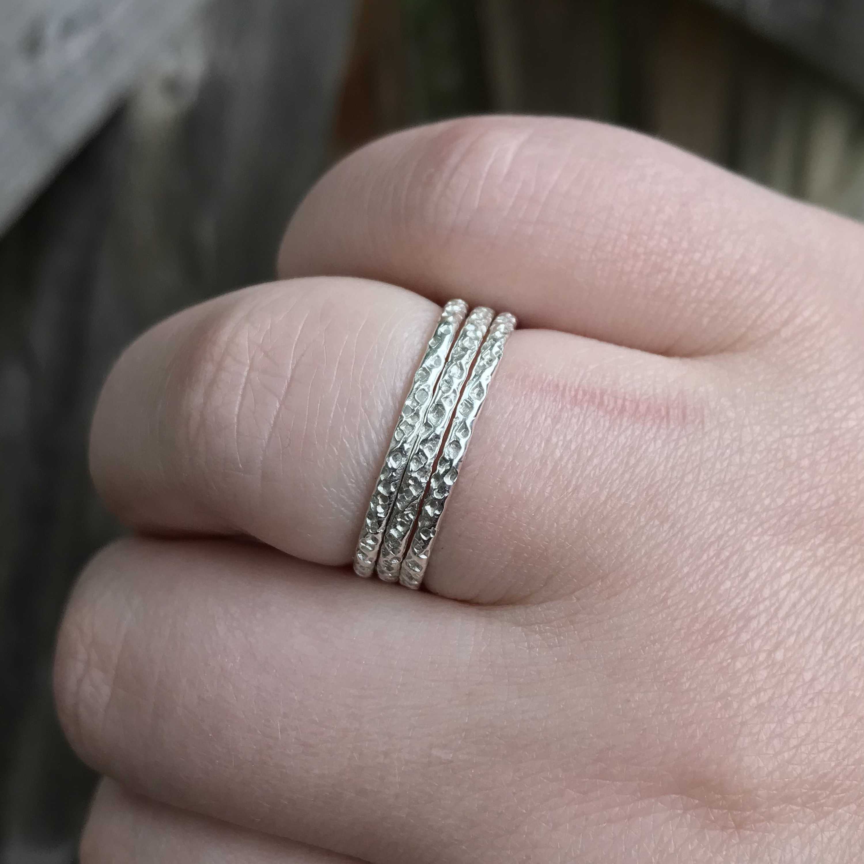 Moon Crater Textured Stack Ring Stacking Ring Beach Pebble | Etsy