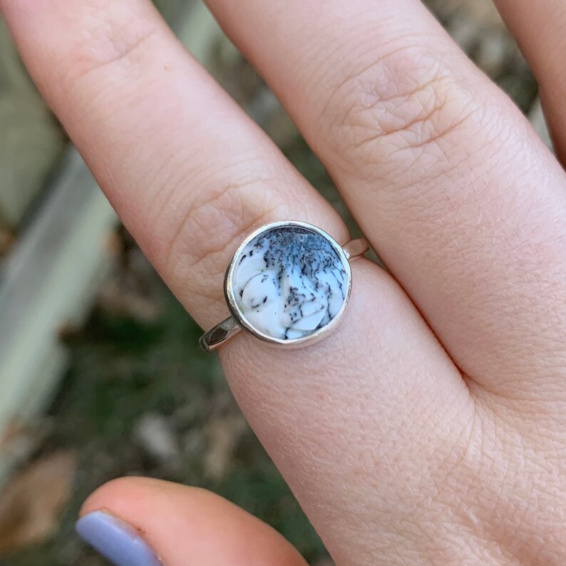 Dendritic Agate Moon Ring - Carved Moon Face Ring - Moon Ring - Red ...