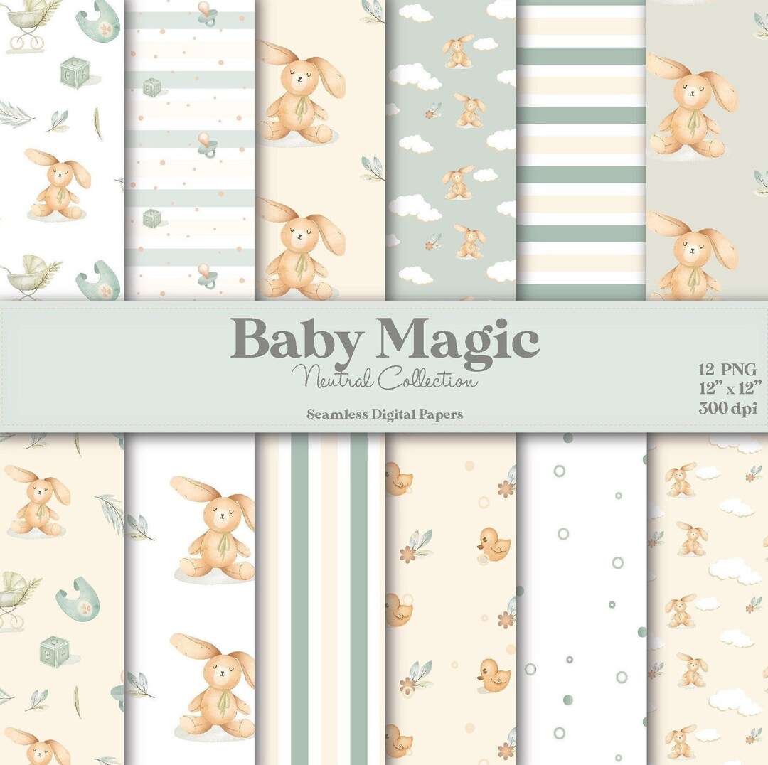 Baby Shower Digital Papers, Digital Paper Baby, Digital Paper Pack ...