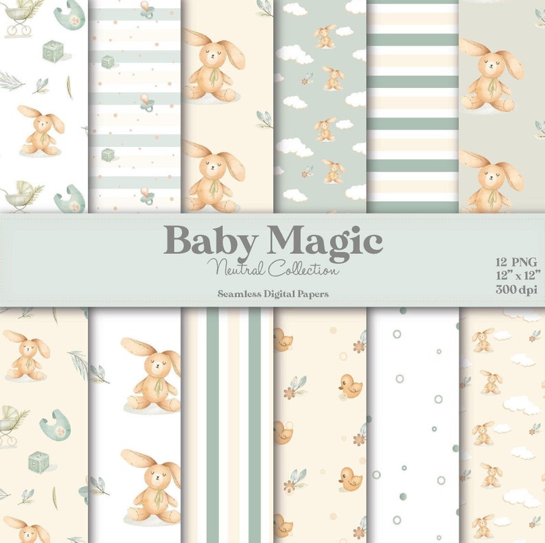 Baby Shower Digital Papers, Digital Paper Baby, Digital Paper Pack ...
