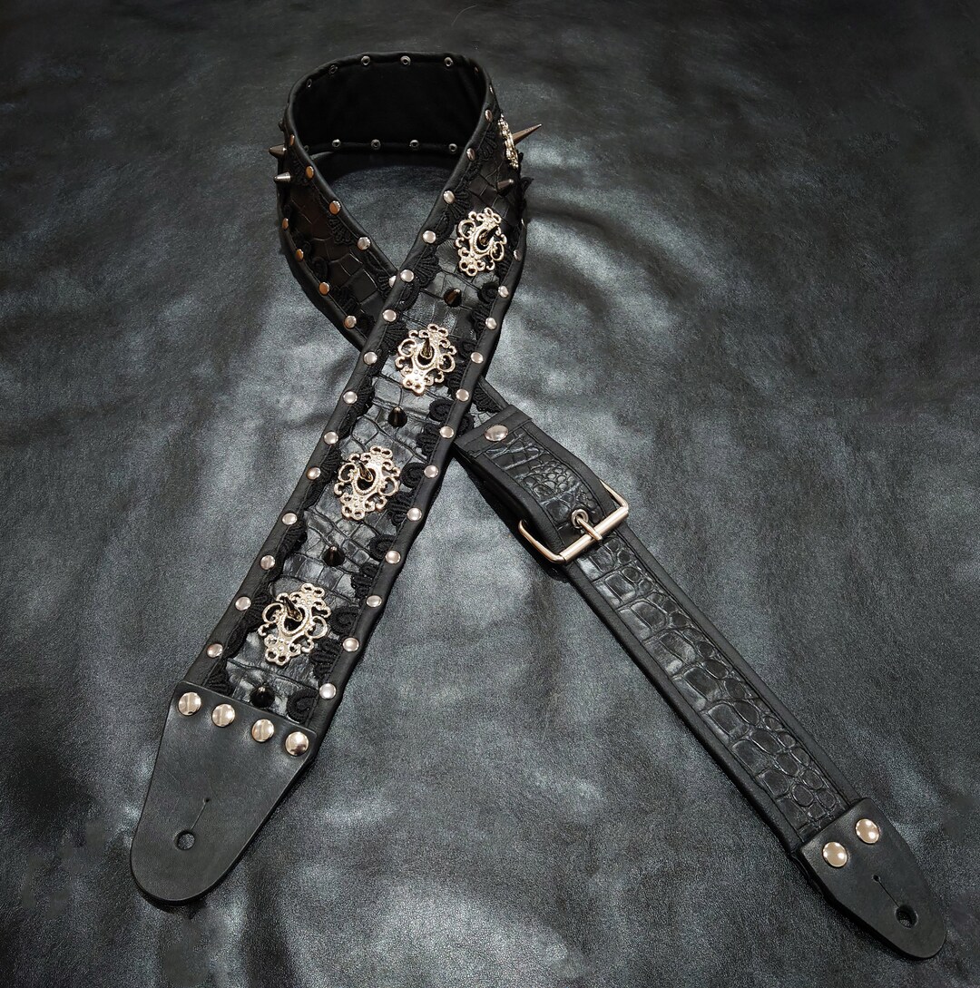 Gothic Spiked Leather Guitar Strap One of a Kind - Etsy