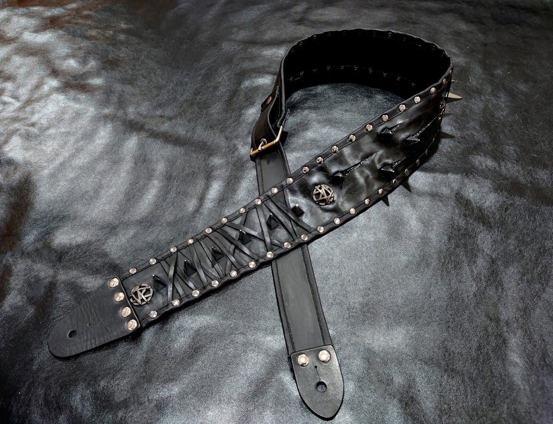 Spiked Leather Guitar Strap One of a Kind - Etsy
