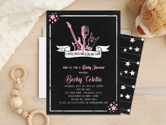 Rock And Roll Baby Shower Invitations