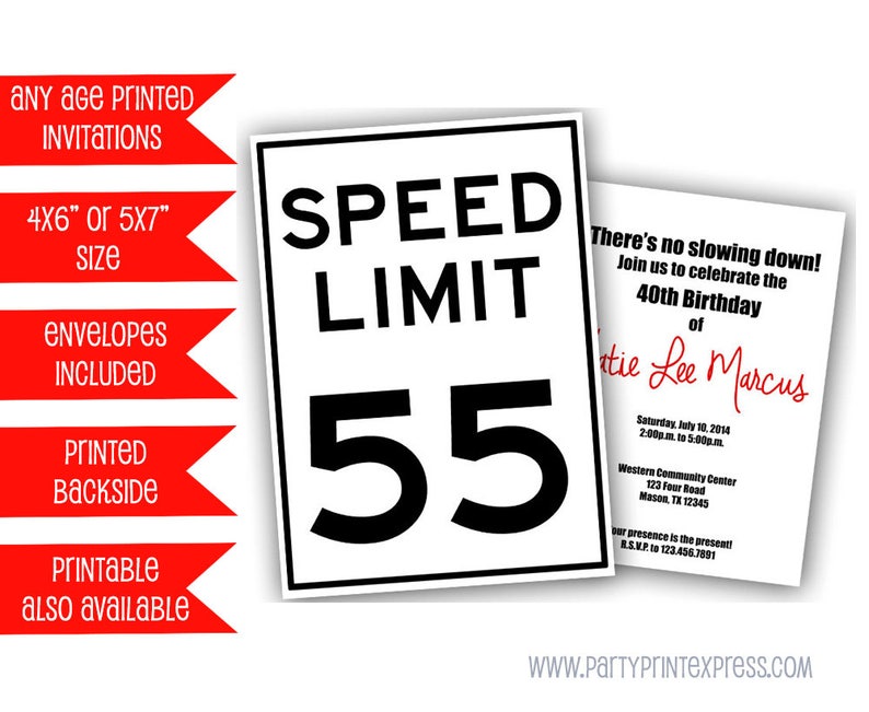 Speed Limit Sign Birthday Invitations for Men Women Funny - Etsy
