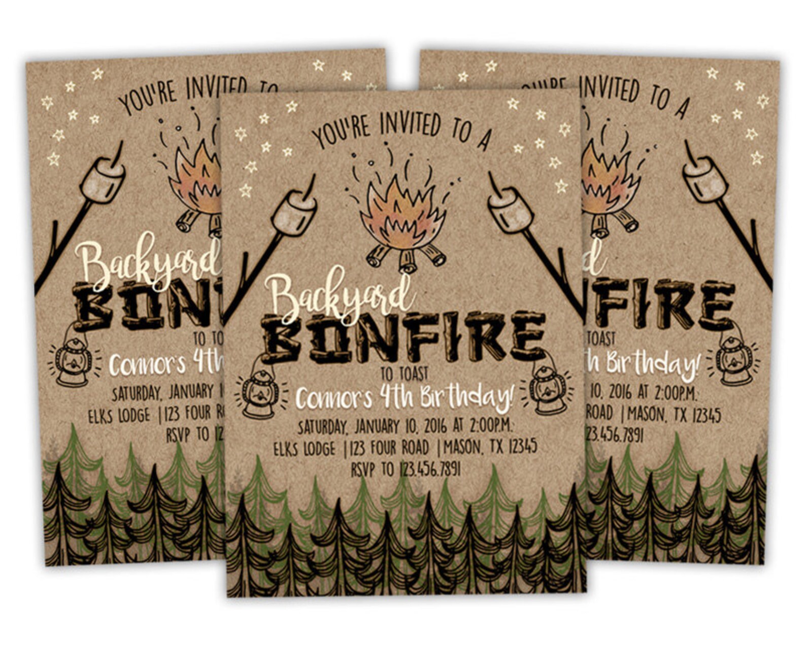 Bonfire Invitations Bonfire Birthday Invitation Bonfire - Etsy