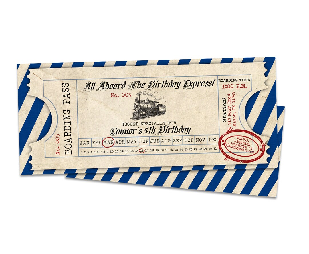 Vintage Train Boarding Pass Invitations Train Ticket - Etsy
