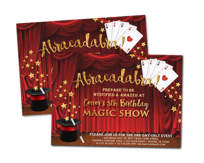 Magician Birthday Invitations Magic Show Party Invites - Etsy
