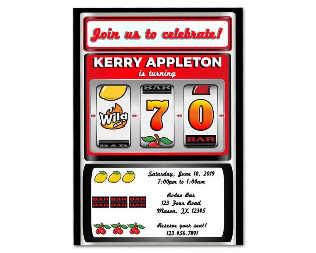 Slot Machine Birthday Invitation Casino Party Invitations - Etsy