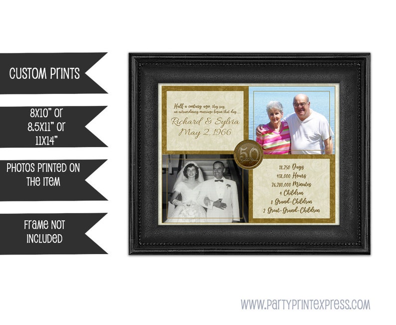 Gold Then Now 50th Anniversary Gift Photo Golden Vow Renewal - Etsy
