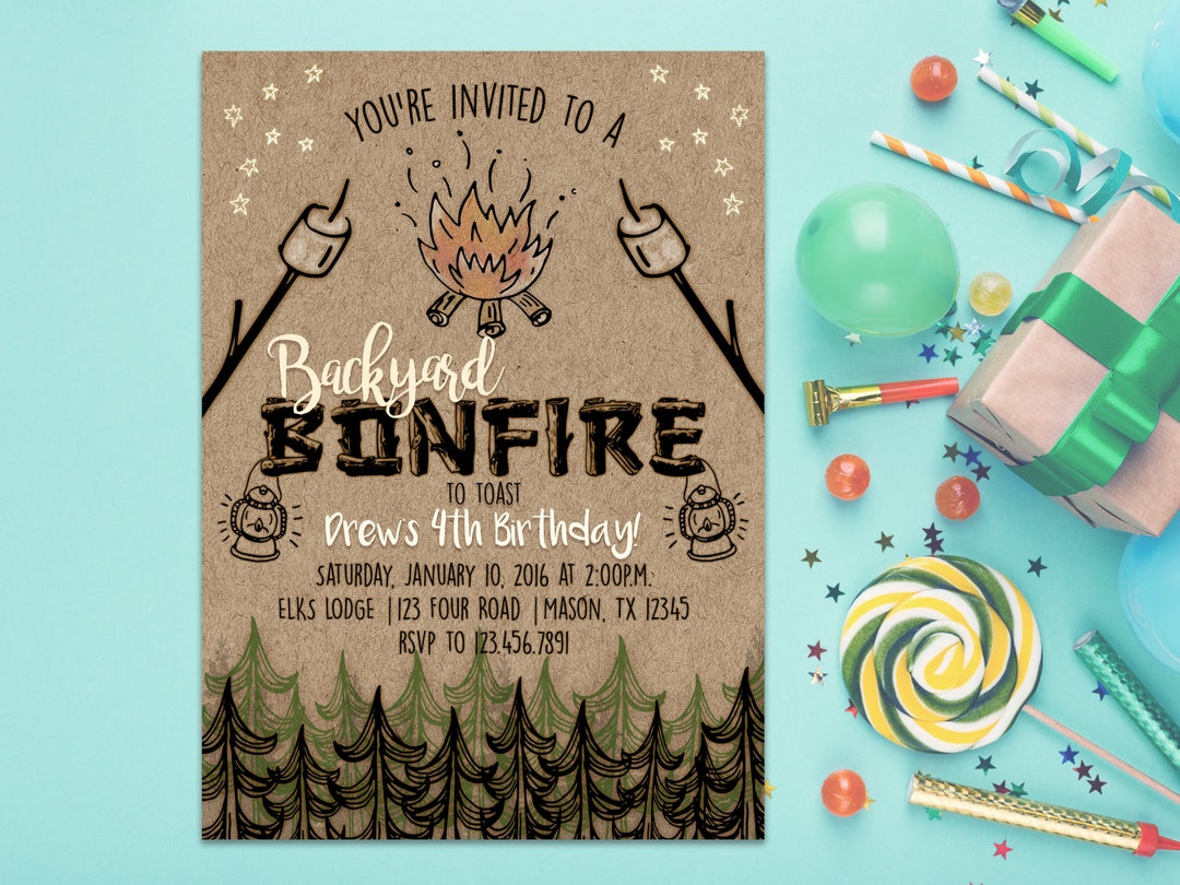 Bonfire Invitations - Bonfire Birthday Invitation - Bonfire Party ...