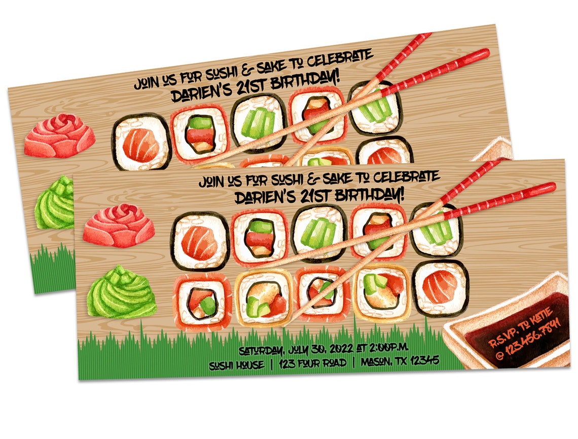 Kids Sushi Birthday Invitation Sushi Board Invitations - Etsy