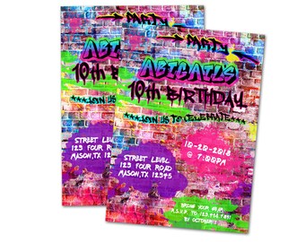 Graffiti Party Invitation | Etsy