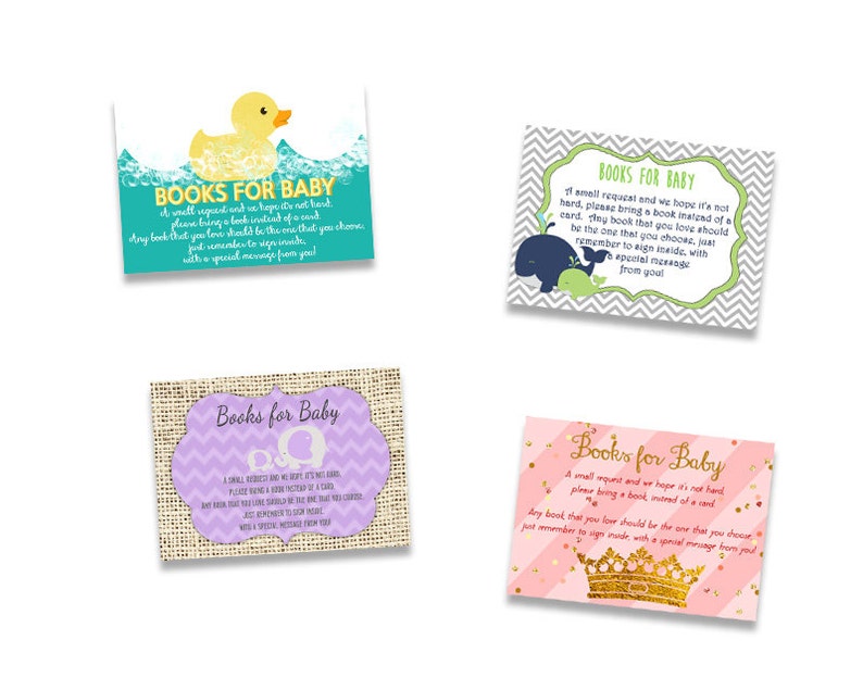 Matching Theme Books for Baby Card Inserts for Party Print - Etsy