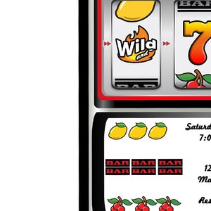 Slot Machine Birthday Invitation Casino Party Invitations Man Woman ...