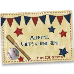 Baseball Valentine's Day Cards Kids Valentine Home Run Valentine ...